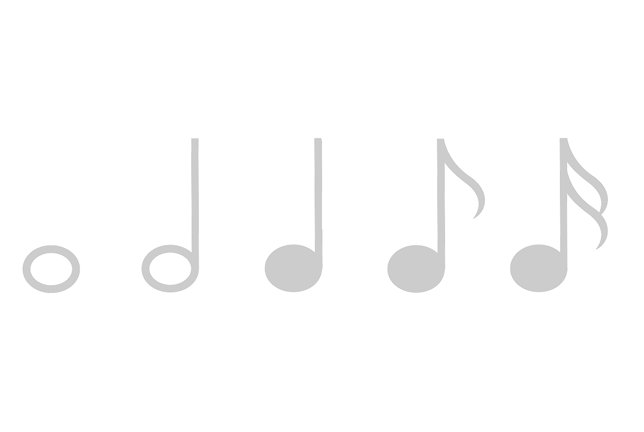 Music notes - whole, half, quarter, sixteenth